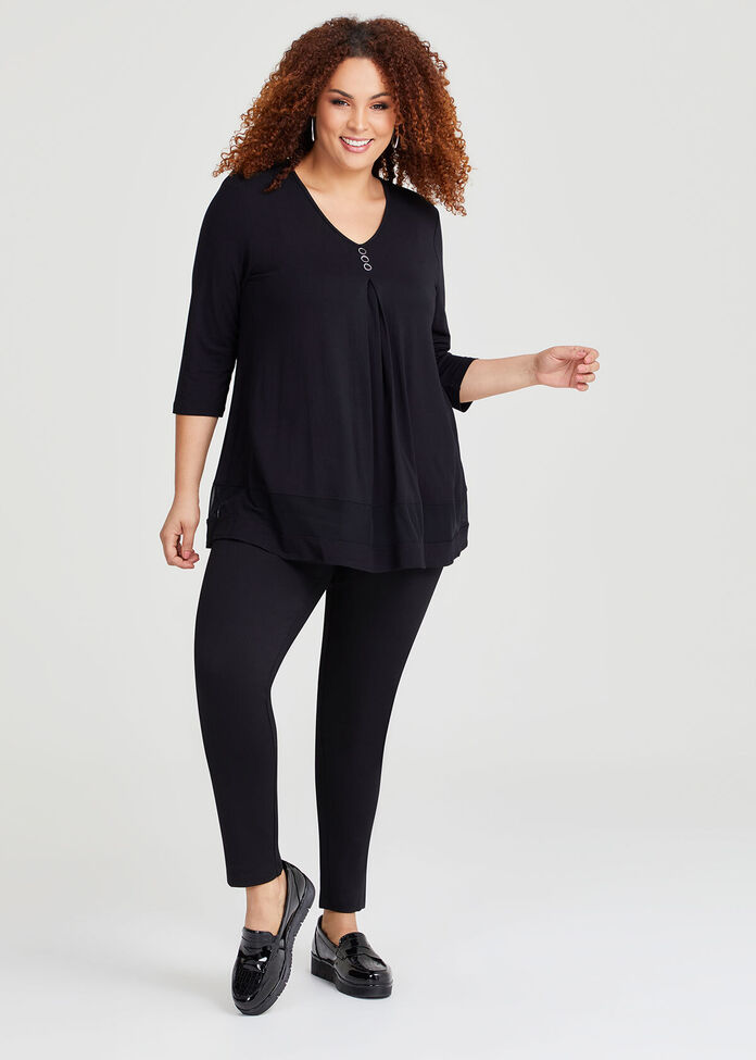 Shop Plus Size Button Detail Bamboo Top, Black | Taking Shape NZ