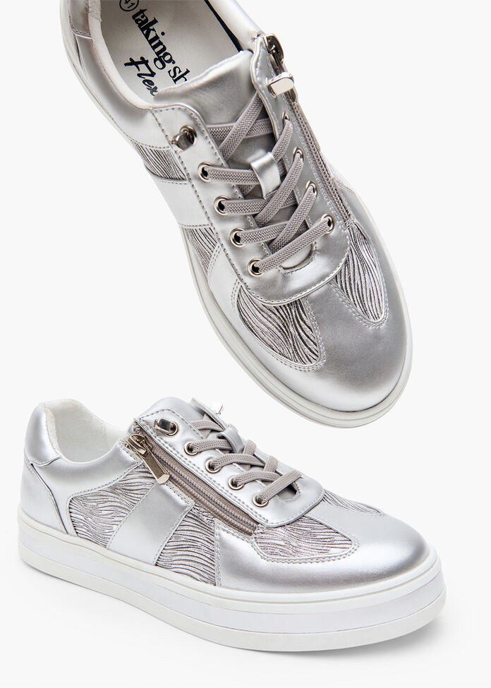 Silver Side Zip Sneakers for Women | Taking Shape AU