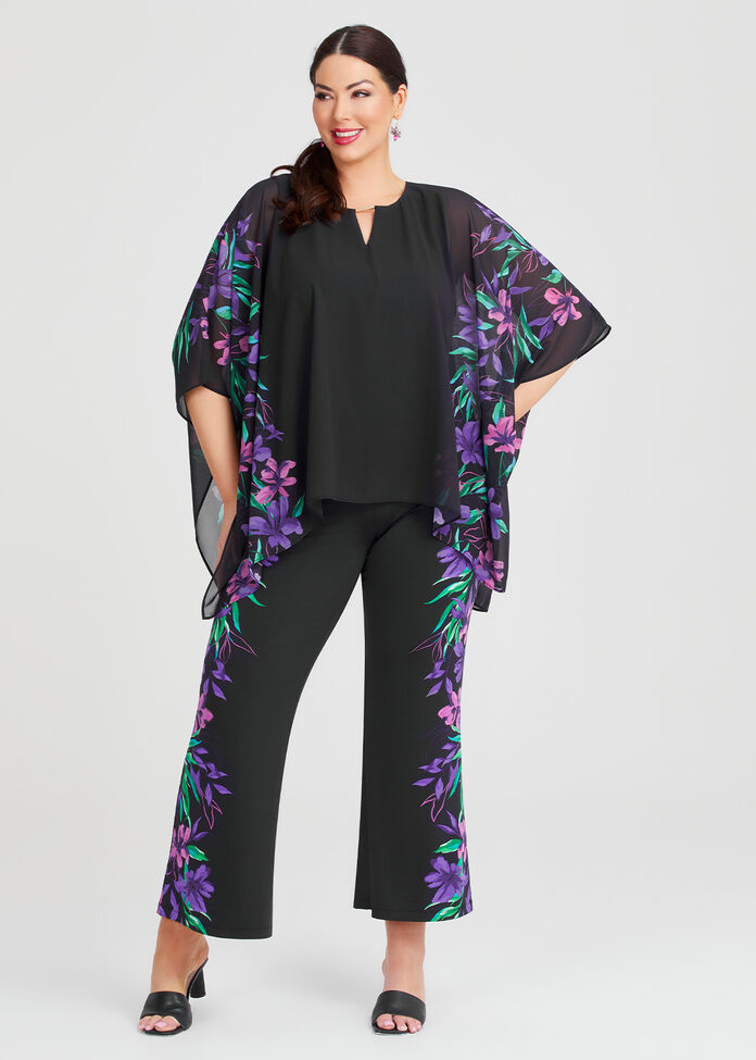 Shop Plus Size Grace Floral Chiffon Top, Black | Taking Shape AU
