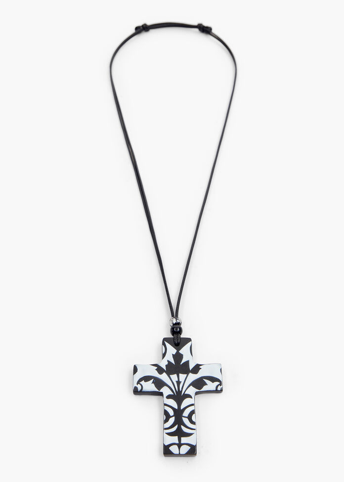 Shop Etched Cross Necklace in Black | Accessories | Taking Shape AU