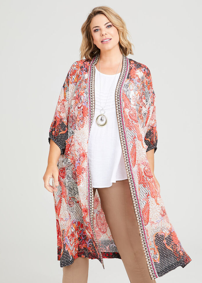 Shop Plus Size Natural Paisley Floral Kimono in Multi | Taking Shape AU