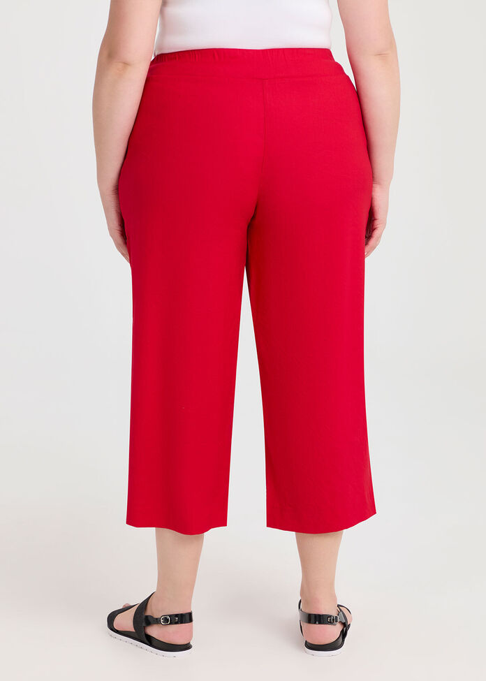 Shop Plus Size Stretch Linen Ayanna Crop Pant, Red | Taking Shape AU