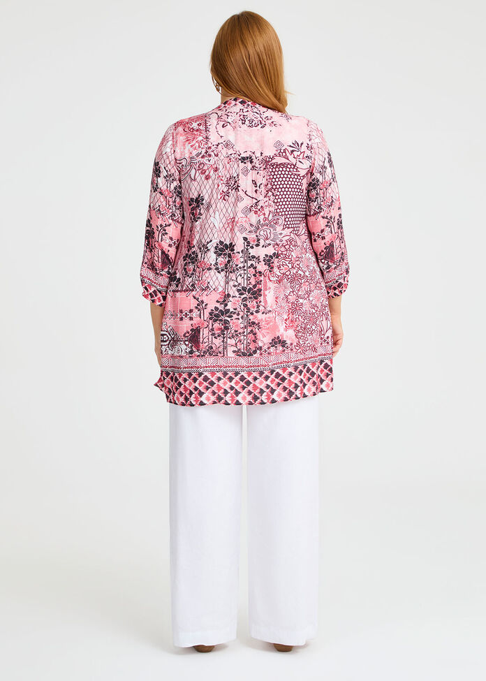 Shop Plus Size Charm Tie Detail Natural Shirt, Multi | Taking Shape NZ