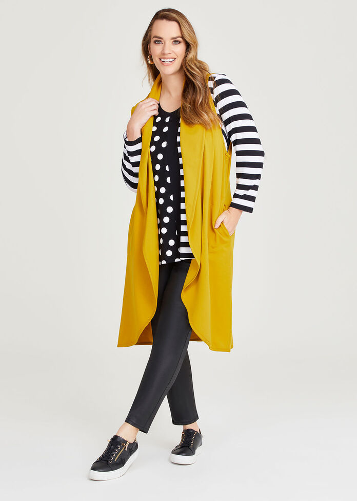 Shop Plus Size Ponte Spotlight Sleeveless Long Vest in Yellow | Taking ...