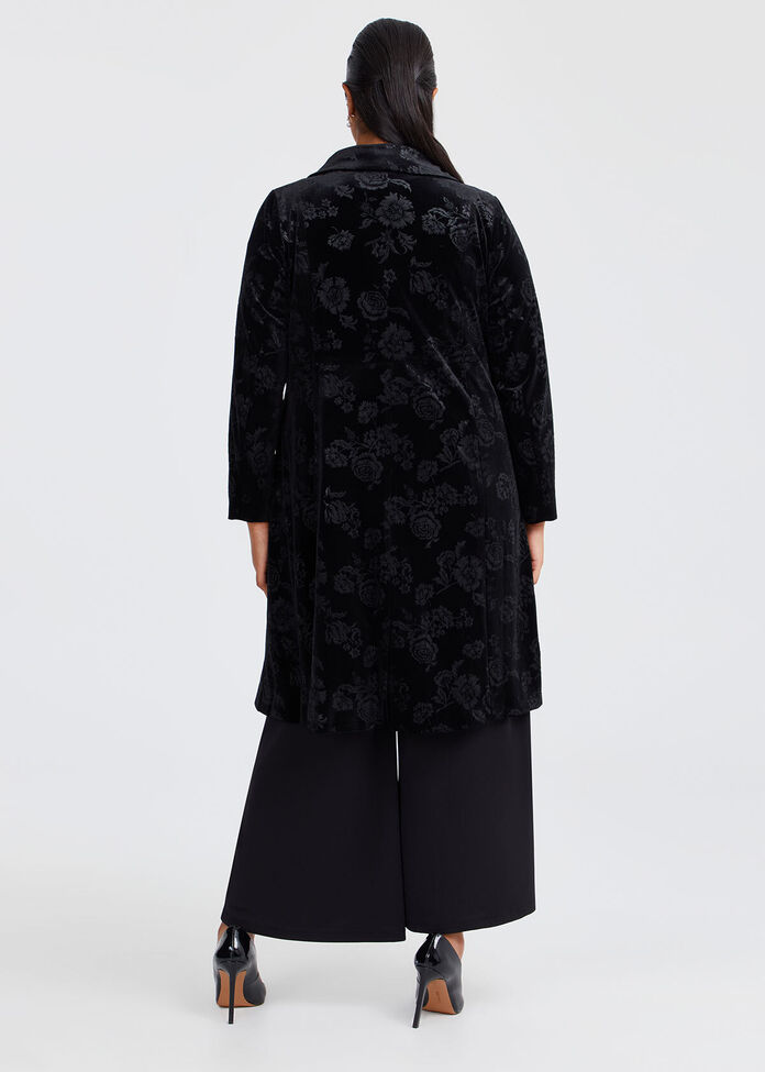 Plus Size Rose Embossed Velvet Opera Coat Black | Taking Shape AU