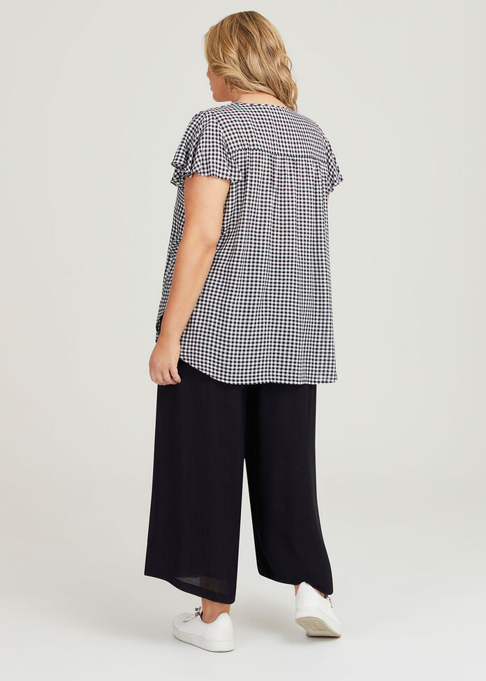 Shop Plus Size Natural Gingham Floaty Top, Black | Taking Shape AU