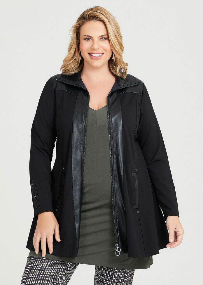 Shop Plus Size Zip Bamboo & Pleather Jacket, Black | Taking Shape AU