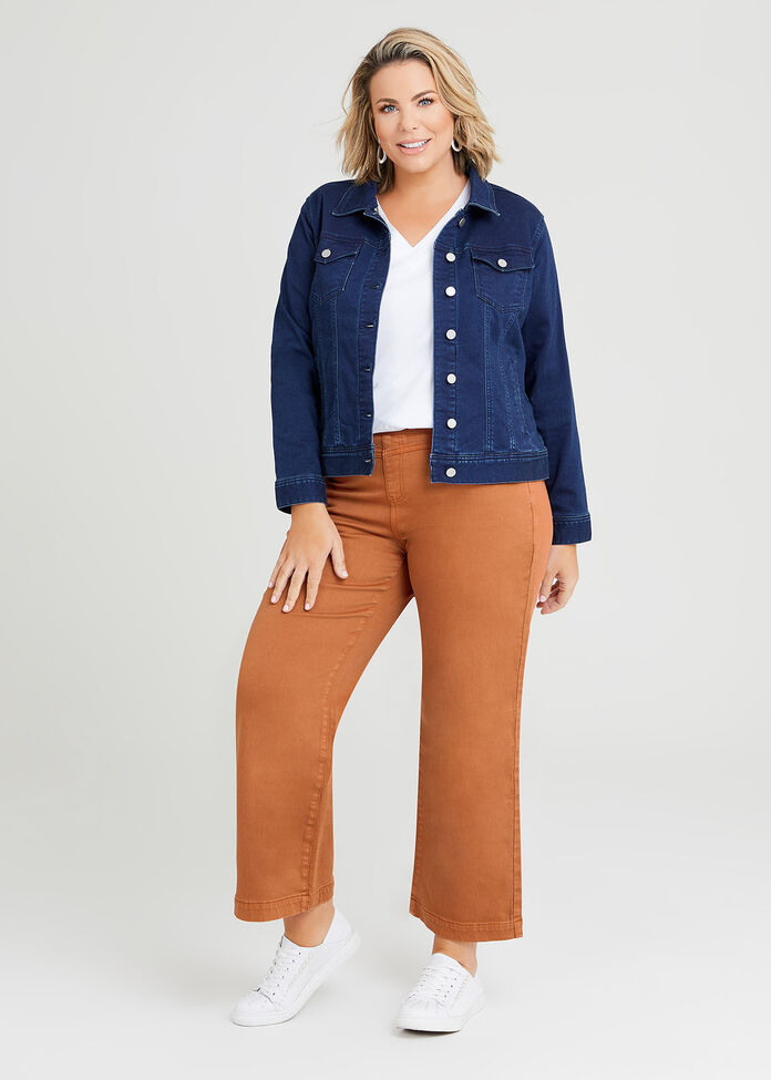 Shop Plus Size Inside Print Denim Jacket, Blue | Taking Shape AU