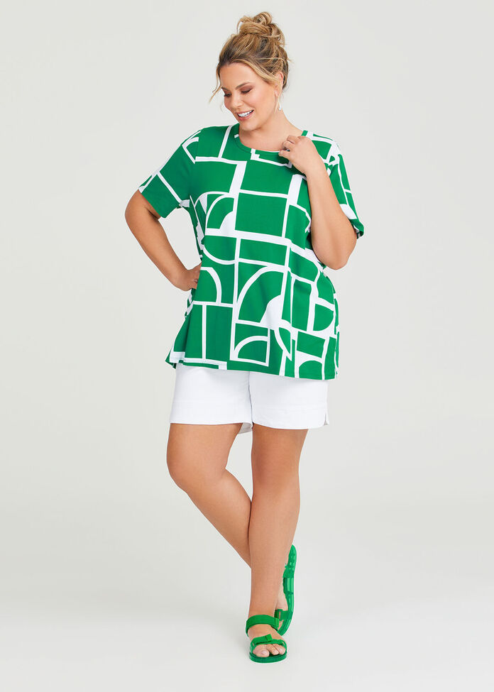 Shop Plus Size Cotton Abstract Geo Print Top in Green | Taking Shape AU