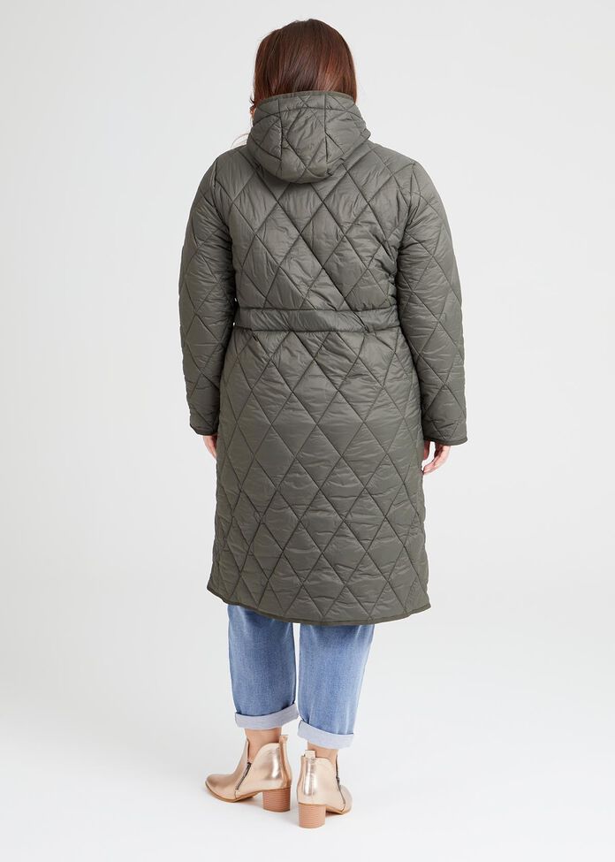 Shop Plus Size Diamond Quilted Puffer Jacket, Green | Taking Shape AU