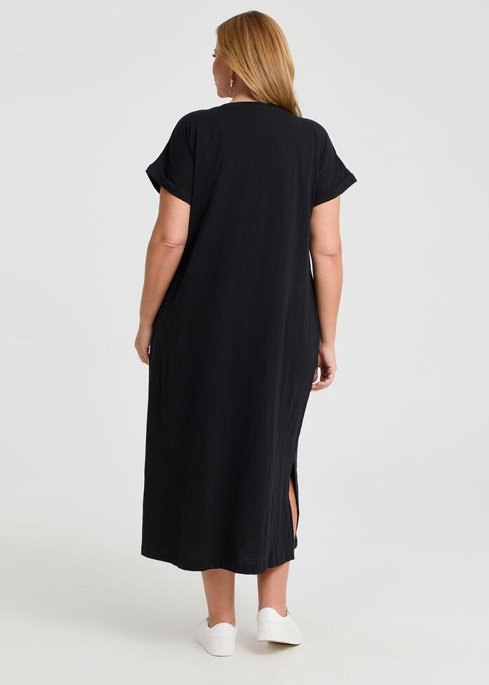 Shop Plus Size Cotton V-neck Maxi Dress, Black | Taking Shape NZ