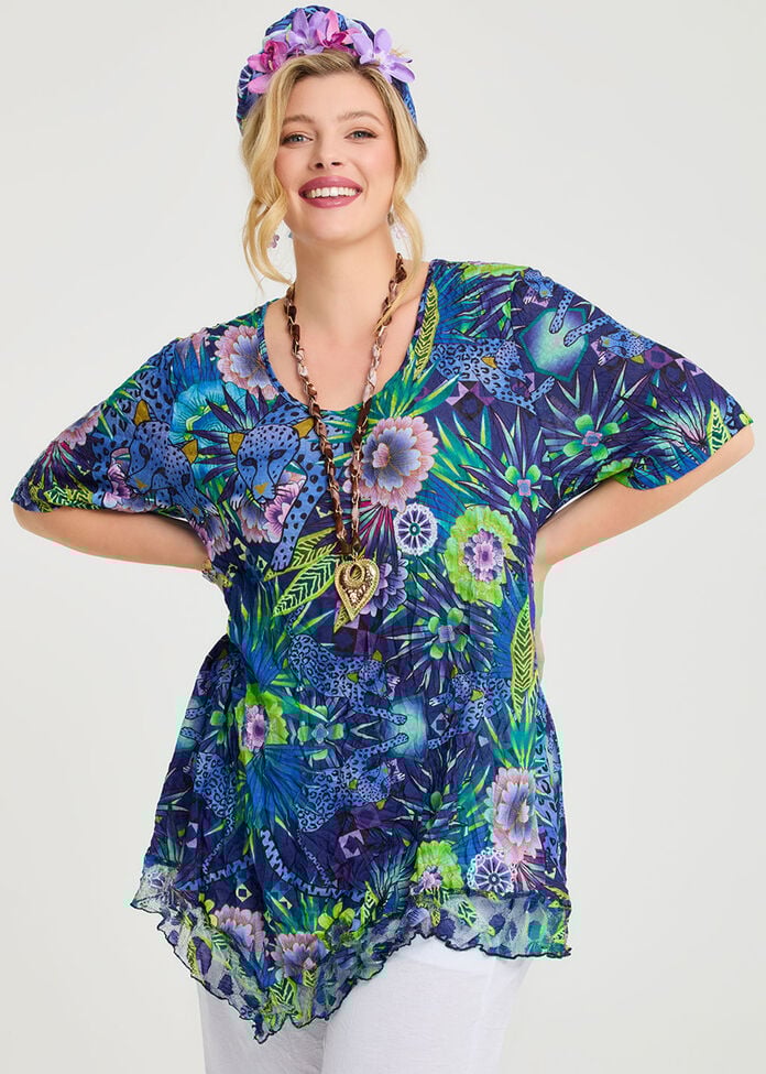 Shop Plus Size Catalina Mesh Trim Crush Tunic, Multi | Taking Shape AU