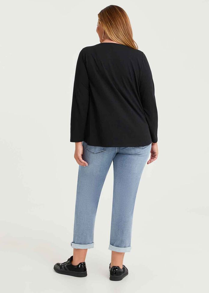 Shop Plus Size Good Earth Cotton Australian Cotton Boat Neck Top, Black ...