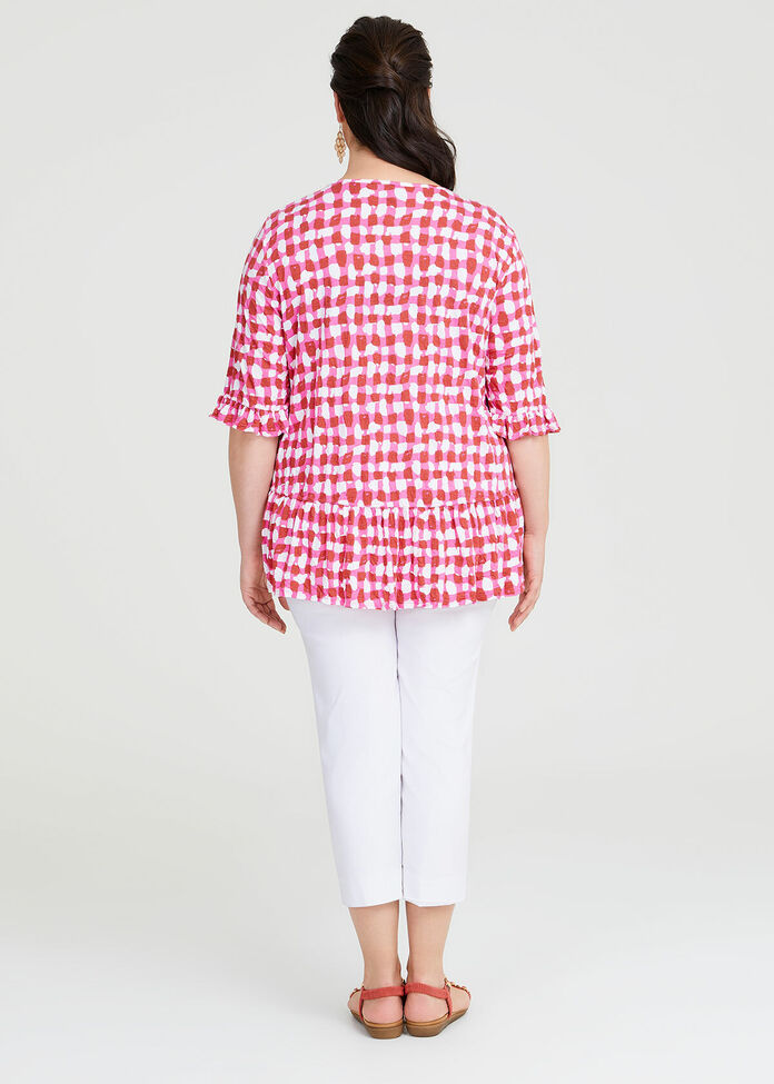 Shop Plus Size Bamboo Multi Geo Check Top in Red | Sizes 12-30 | Taking ...