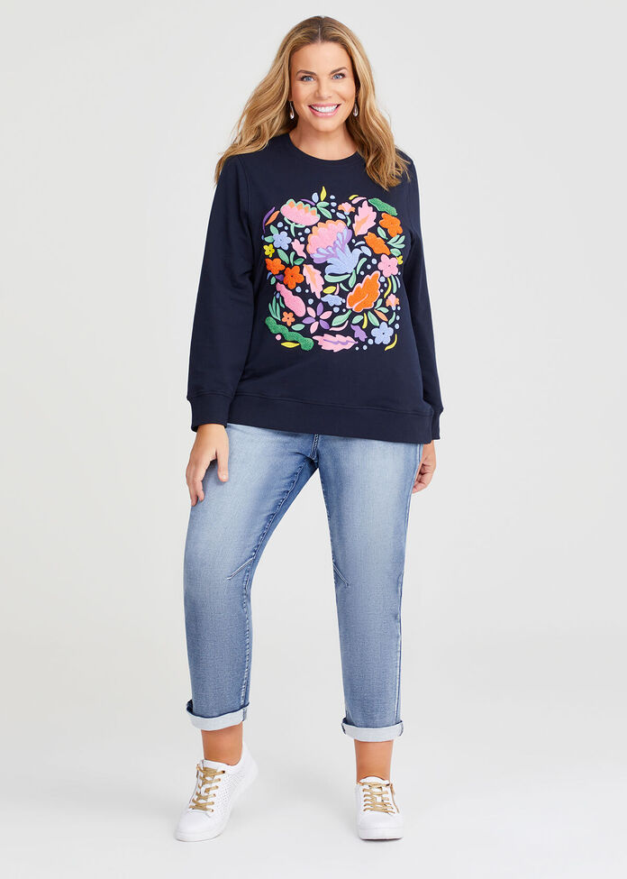 Shop Plus Size Cotton Embroidery Sweatshirt, Blue | Taking Shape AU