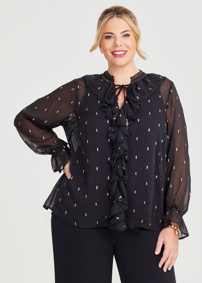 Shop Plus Size Pan Ruffle Smock Blouse, Black | Taking Shape AU