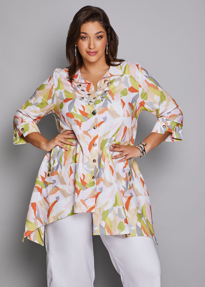 Shop Plus Size Zesty Linen Bamboo Shirt, Multi | Taking Shape AU