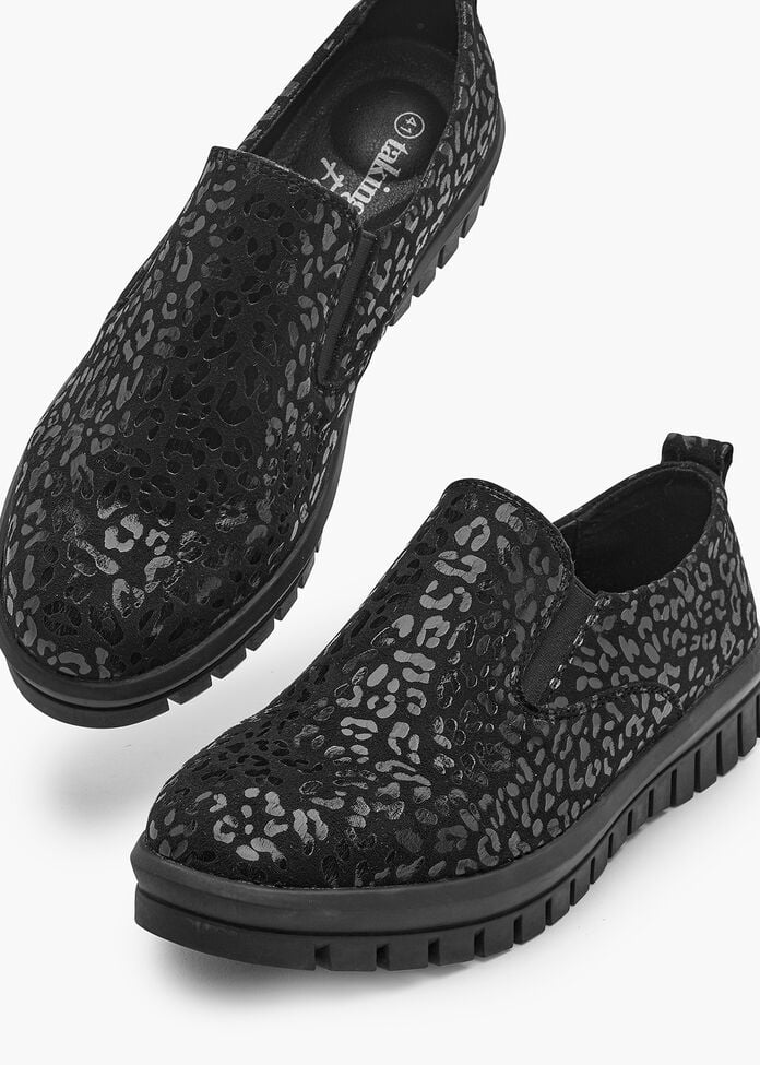 Shop Black Embossed Animal Casual Shoe | Comfortable Shoes | Taking ...