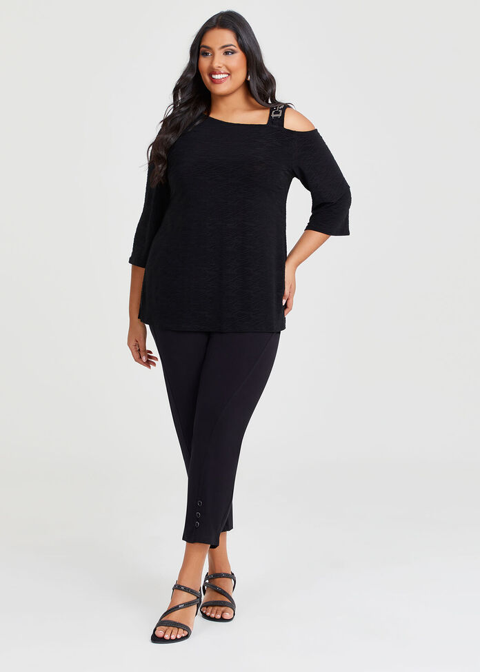 Plus Size Cold Shoulder Slinky Top in Black | Taking Shape AU