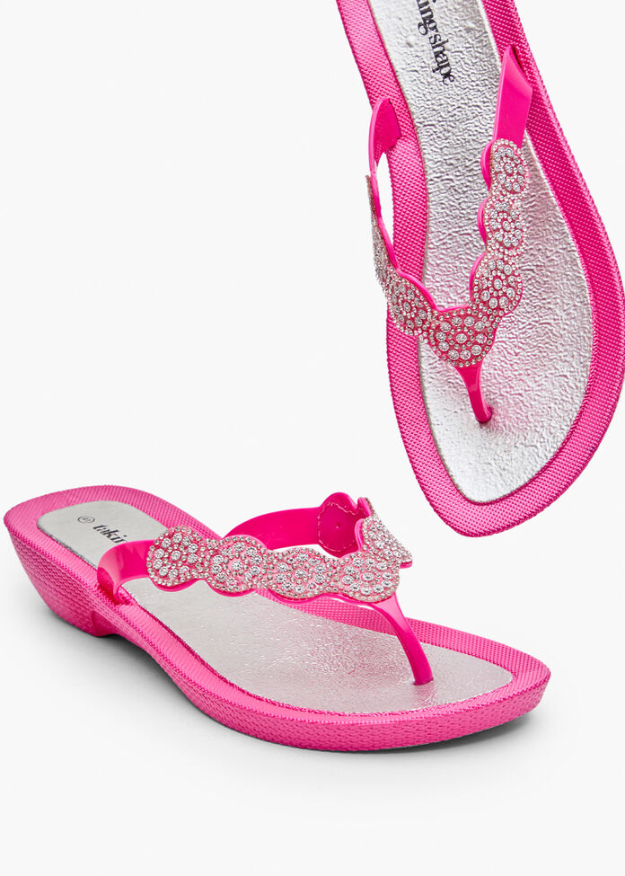 Red Bling Flip-Flop Jelly Sandals for Women | Taking Shape AU