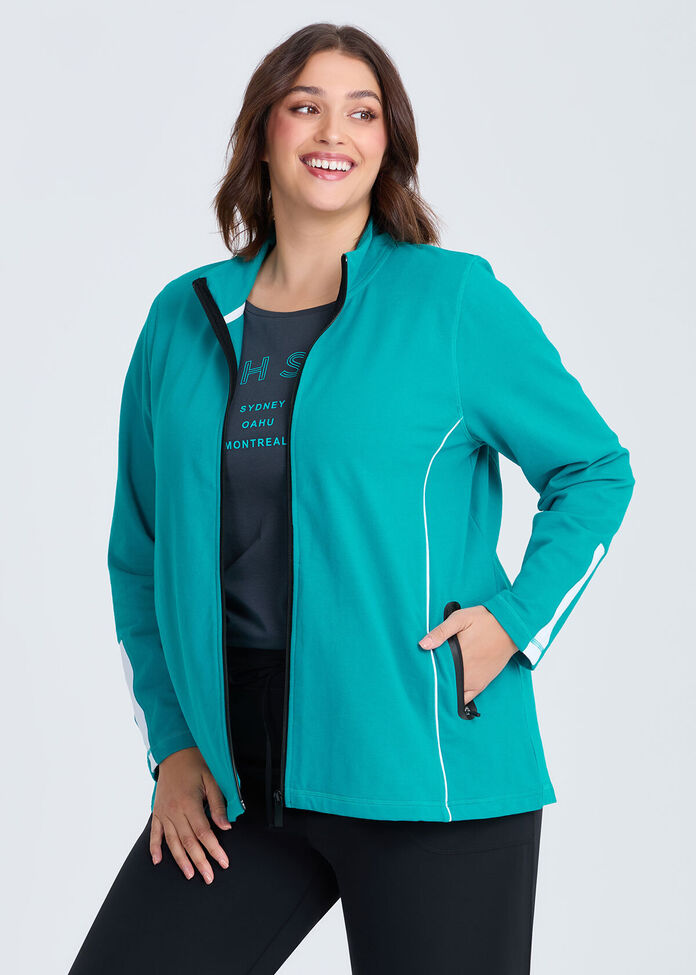 Shop Plus Size Active Piping Detail Jacket, Green | Taking Shape AU