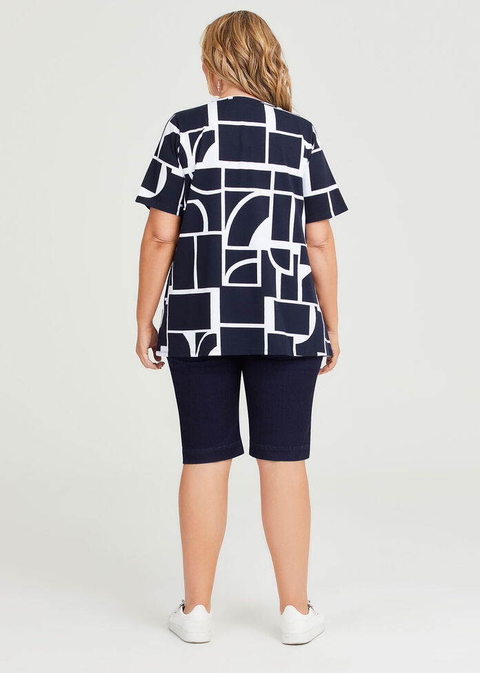 Shop Plus Size Cotton Abstract Geo Print Top, Blue | Taking Shape AU
