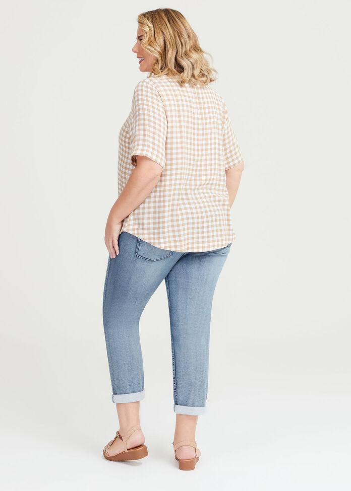 Shop Plus Size Natural Gingham Top in Brown | Taking Shape AU