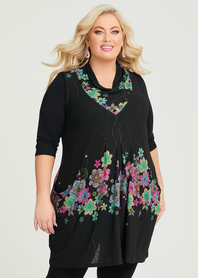 Shop Plus Size Flower Printed Tunic, Blue | Taking Shape AU