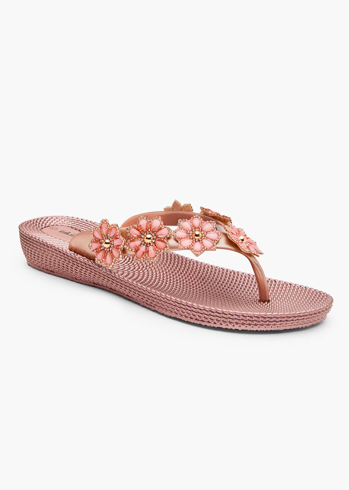 Shop Red Flower Bling Flip Flops | Comfortable Shoes | Taking Shape AU