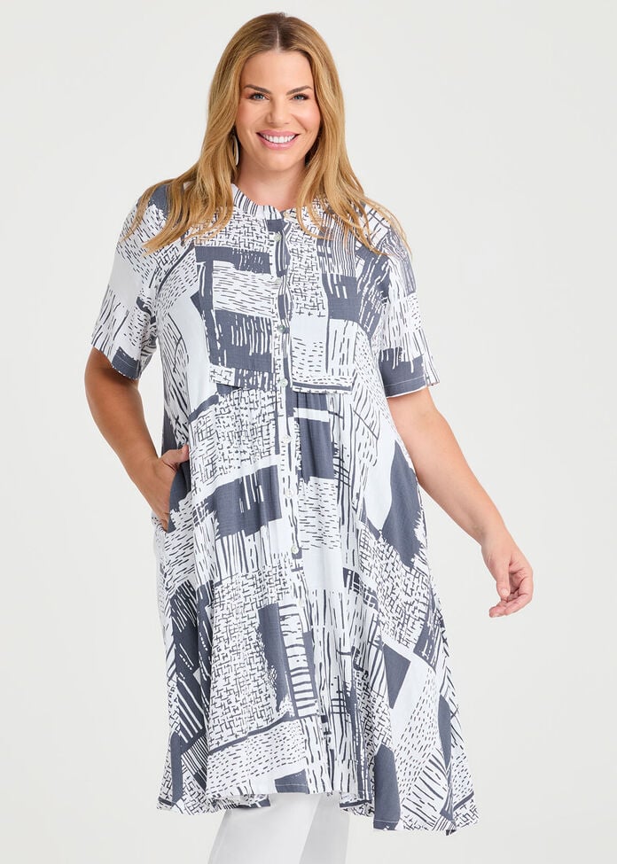 Shop Plus Size Natural Ella Abstract Shirt, Multi | Taking Shape NZ