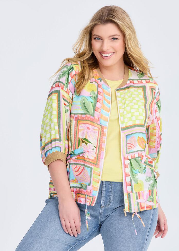 Shop Plus Size Natural Spring Scene Bomber, Multi | Taking Shape AU