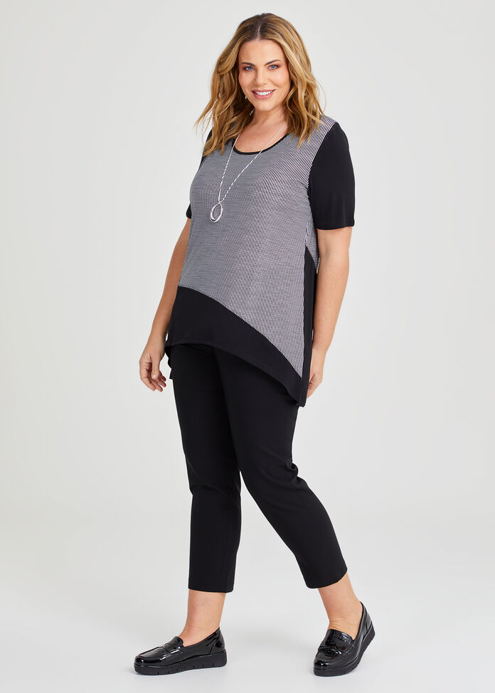 Shop Plus Size Spliced Stripe Top, Black | Taking Shape NZ