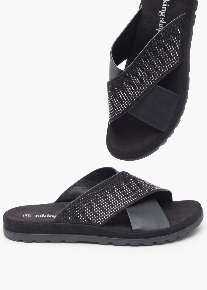 Shop Black Flexible Bling Slide | Comfortable Shoes | Taking Shape AU