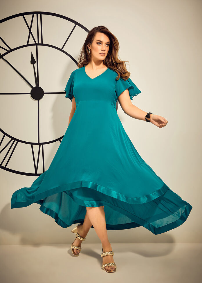 Shop Derby Chiffon Hi-lo Maxi Dress in Green in sizes 12 to 30 | Taking ...