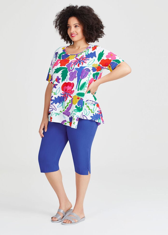 Plus Size Natural Tropical Top in Multicolour Print | Taking Shape AU