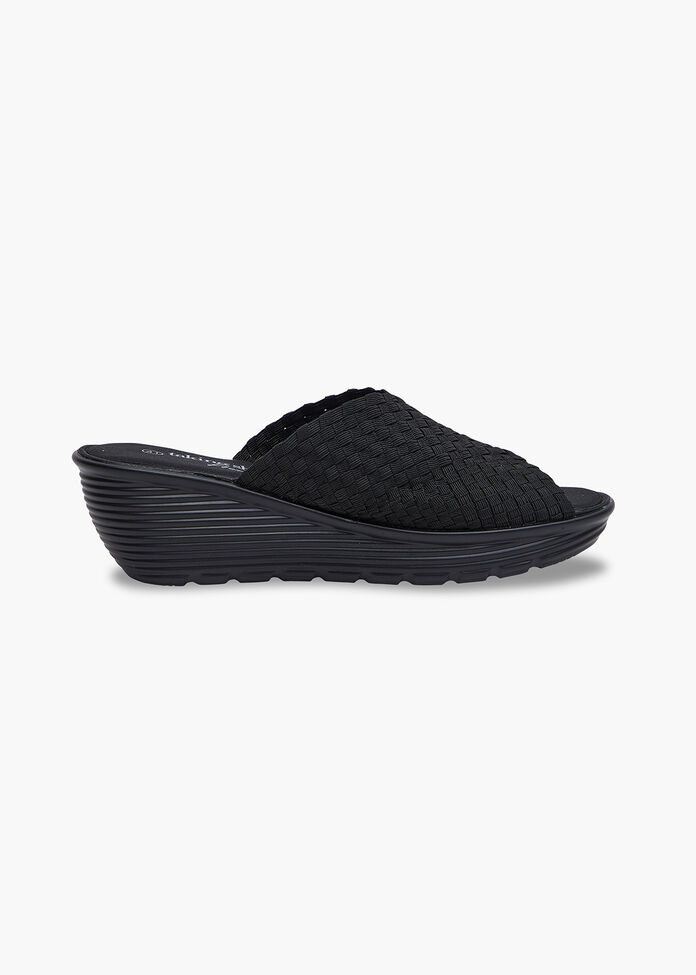 Shop Black Woven Stretch Flexible Slide | Comfortable Shoes | Taking ...
