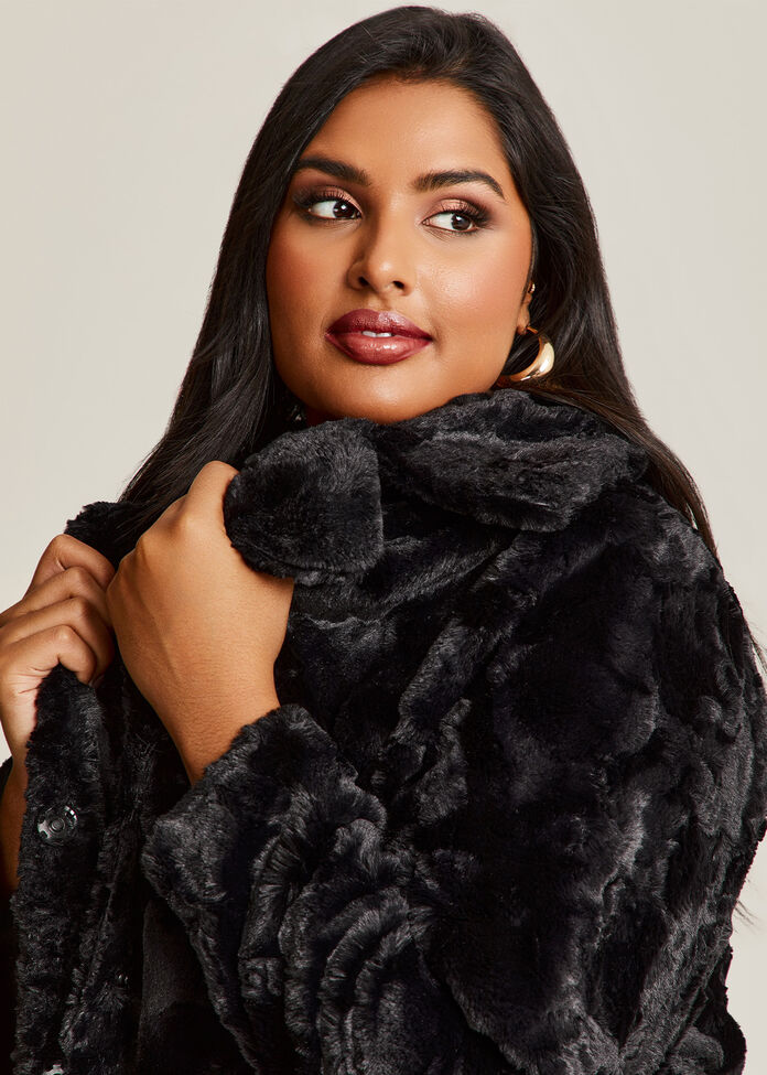 Shop Plus Size Faux Fur Willow Coat, Black | Taking Shape AU