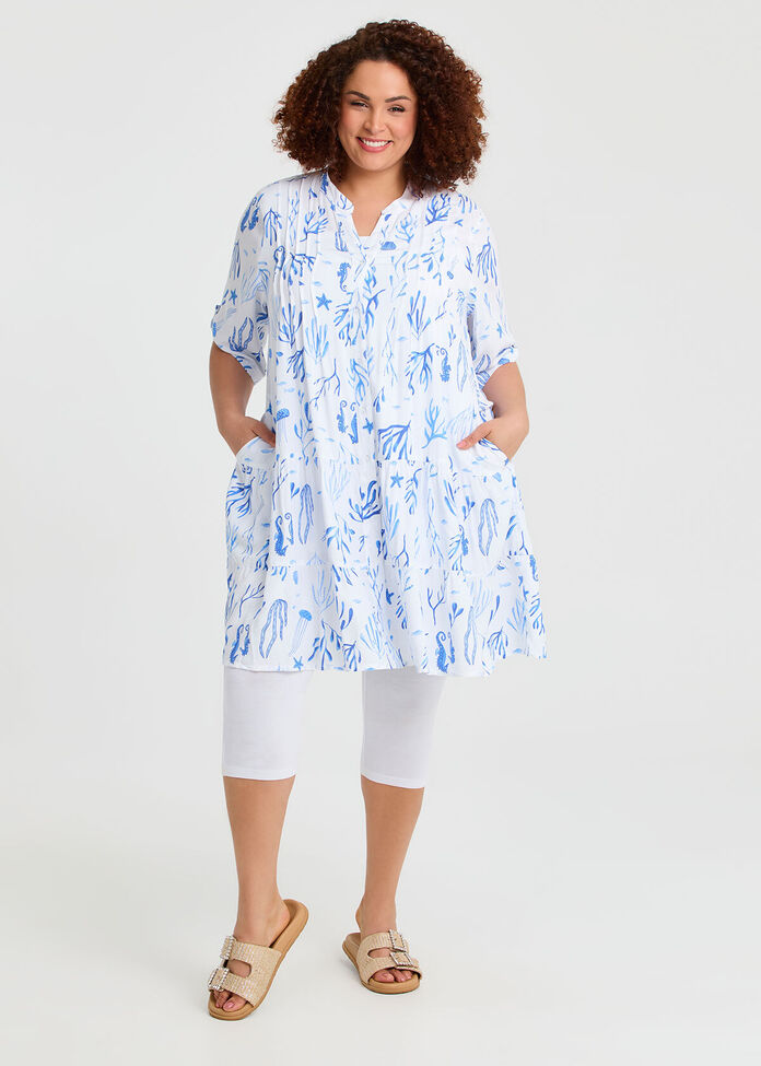 Shop Plus Size Natural Coastal Pintuck Tunic, Multi | Taking Shape SG