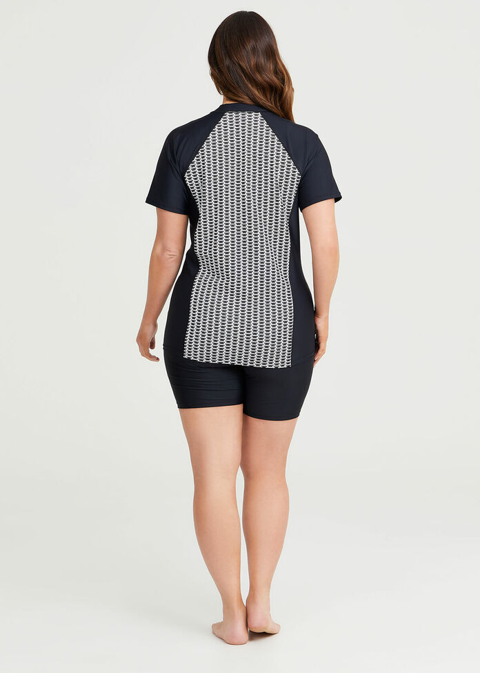 Shop Plus Size Spliced Textured Rash Vest, Black | Taking Shape AU