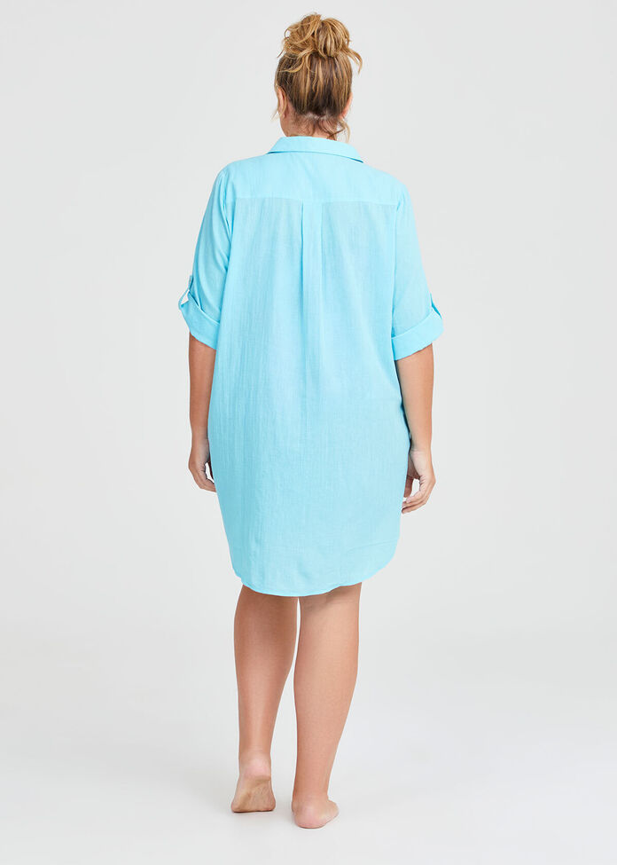 Shop Plus Size Cotton Trim Detail Cover-up, Blue | Taking Shape NZ