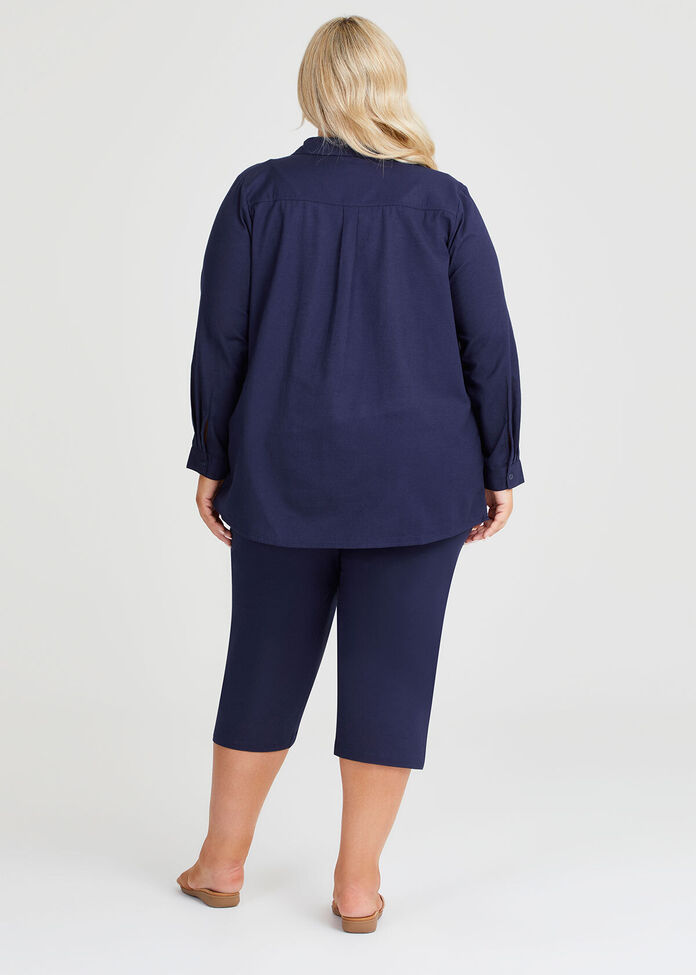 Shop Plus Size Cotton Linen Essential Shirt, Navy | Taking Shape AU