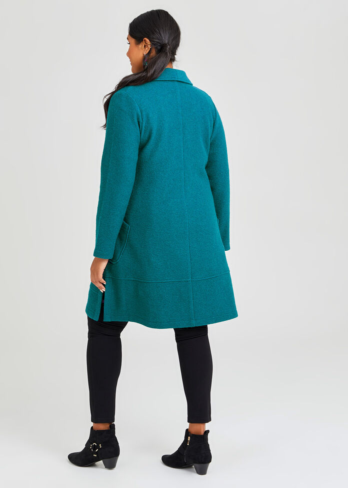 Shop Plus Size Patch Pocket Boiled Wool Coat, Green | Taking Shape AU