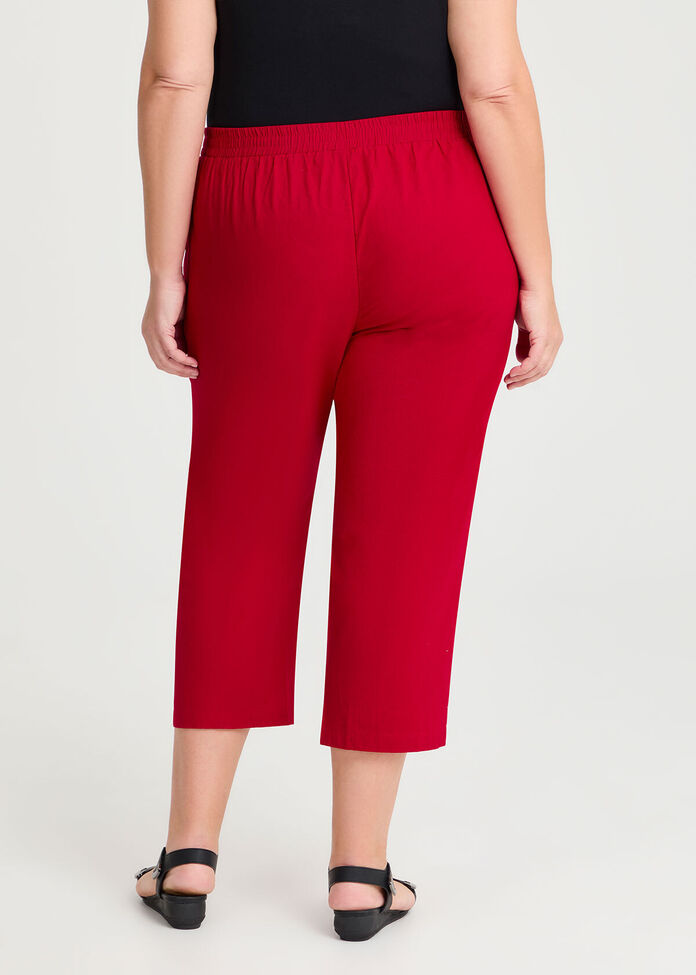 Shop Plus Size Cotton Linen Crop Pant, Red | Taking Shape AU
