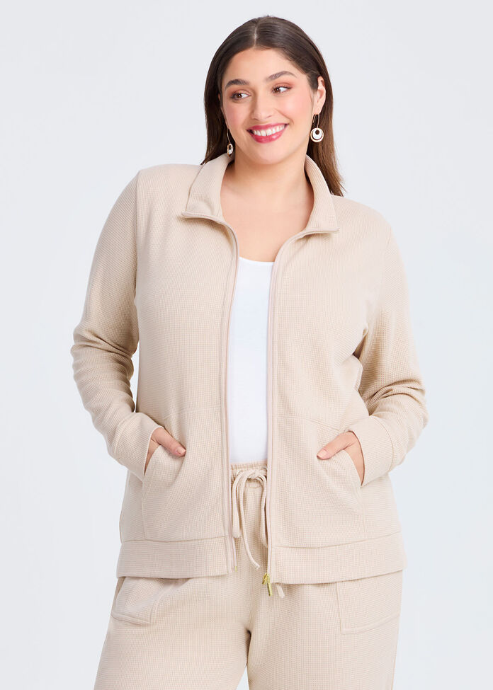 Shop Plus Size Waffle Casual Jacket, Brown | Taking Shape AU