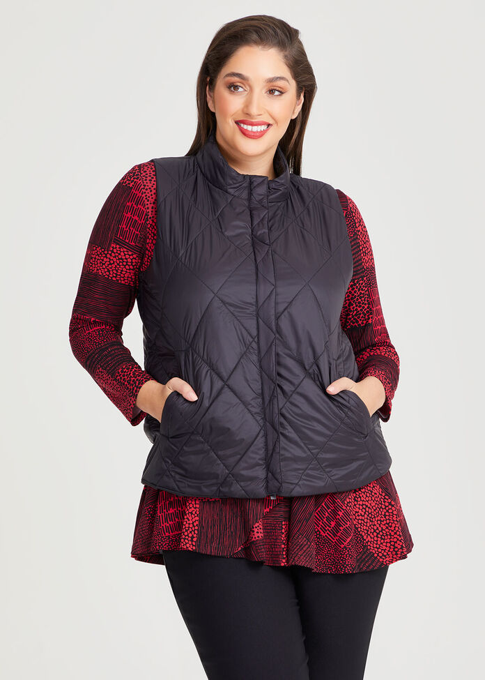 Shop Plus Size Sequin Puffer Vest, Black | Taking Shape AU