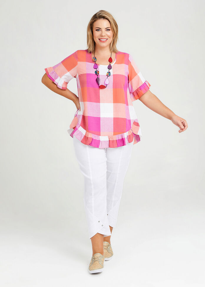Shop Plus Size Check Linen Bamboo Top, Multi | Taking Shape AU