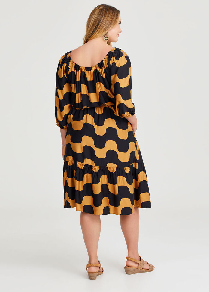 Shop Plus Size Natural Abstract Waves Dress, Multi | Taking Shape AU
