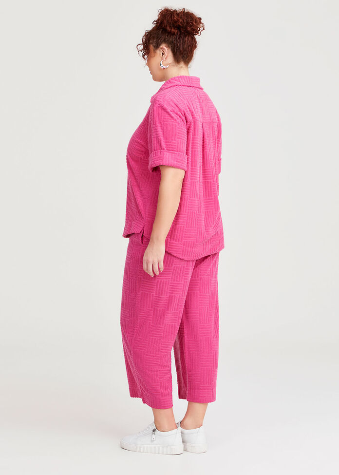 Shop Plus Size Casual Terry Button Up Shirt, Pink | Taking Shape AU