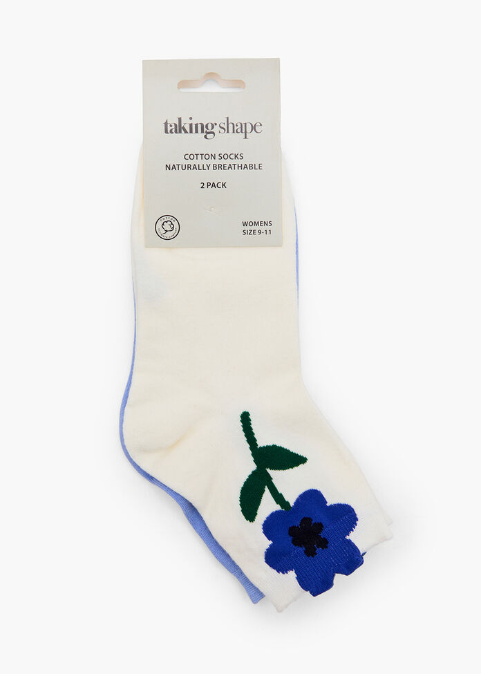 Shop 2 Pack Cotton Flower Socks in Multi | Accessories | Taking Shape NZ