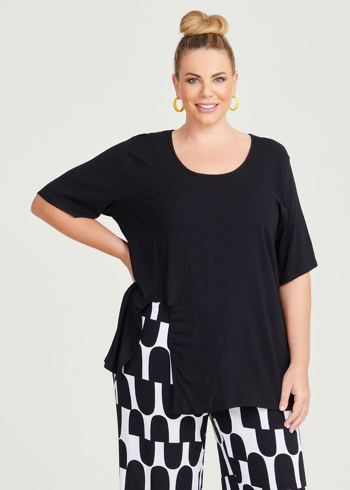 Shop Plus Size Pin Detail Natural Top, Black | Taking Shape AU